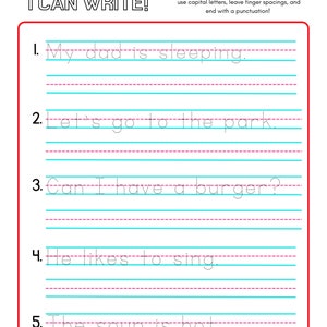 10 Printable Write the Sentence Worksheets - Etsy