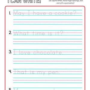 10 Printable Write the Sentence Worksheets - Etsy