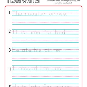 10 Printable Write the Sentence Worksheets - Etsy