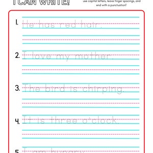 10 Printable Write the Sentence Worksheets - Etsy