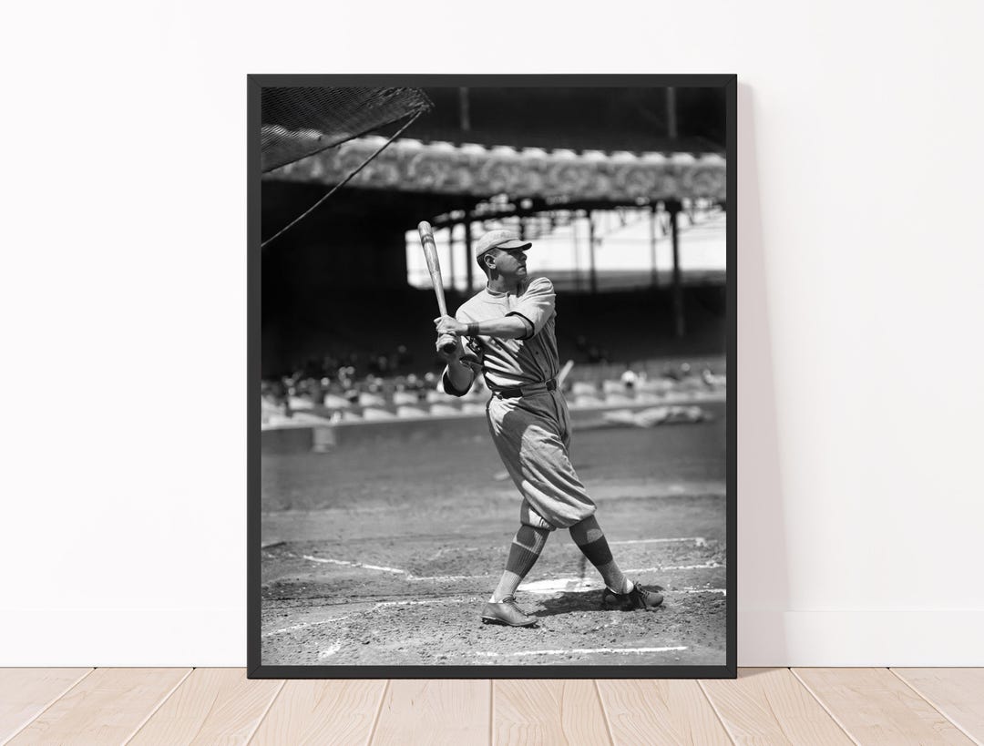 Babe Ruth Poster Black and White Babe Ruth During Batting Practice in ...