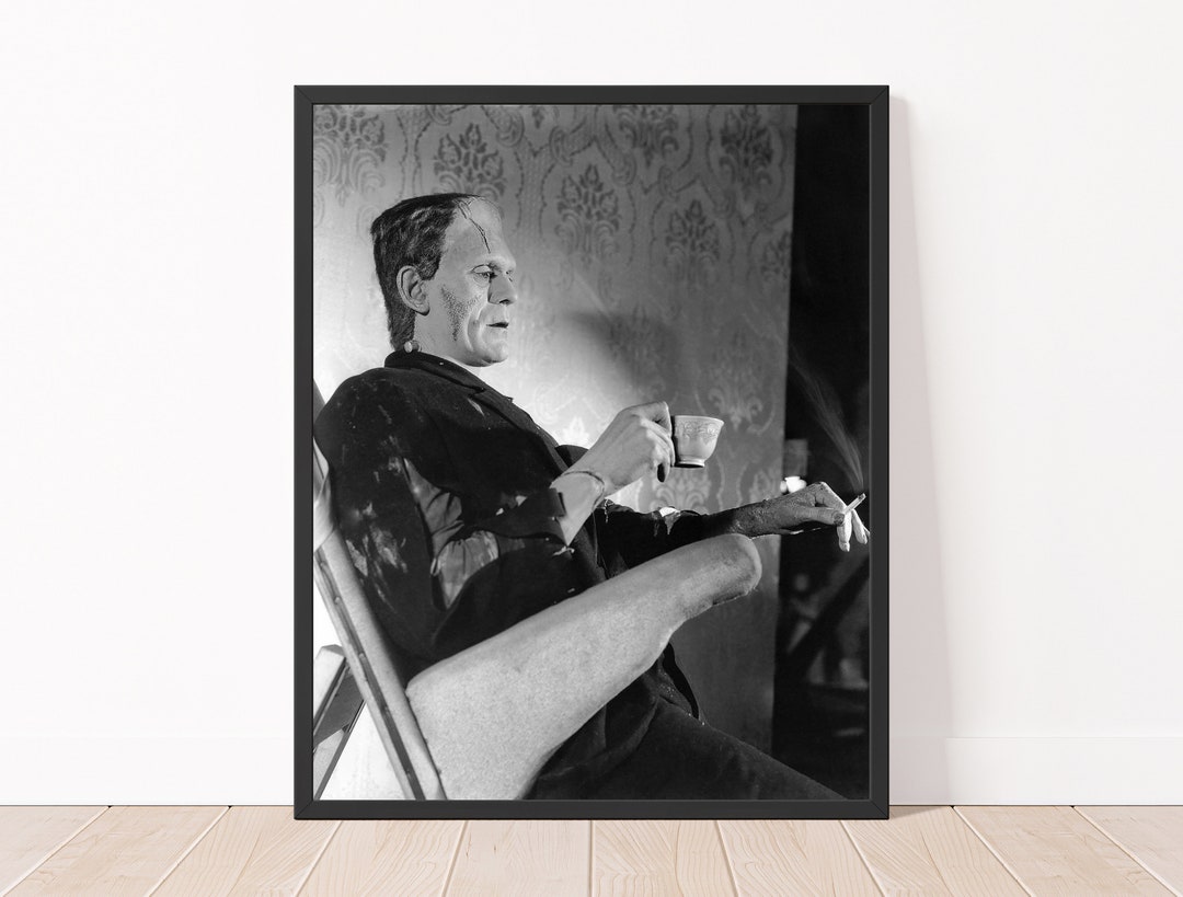 Frankenstein Smoking and Drinking Tea Vintage Horror Movie Print Boris ...