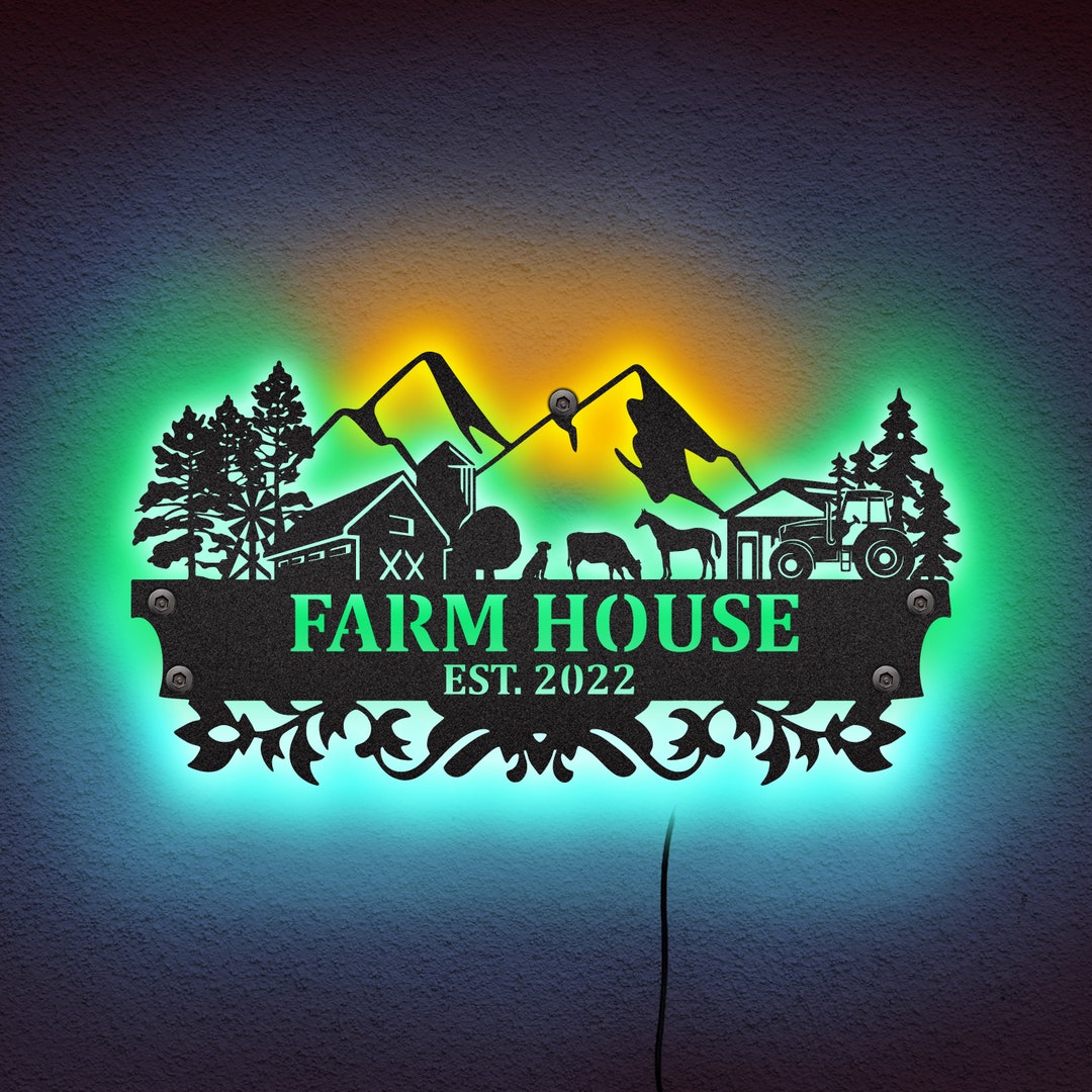 Customize Farm Cow Horse Dog Tractor LED Neon Metal Wall Art, LED Neon ...