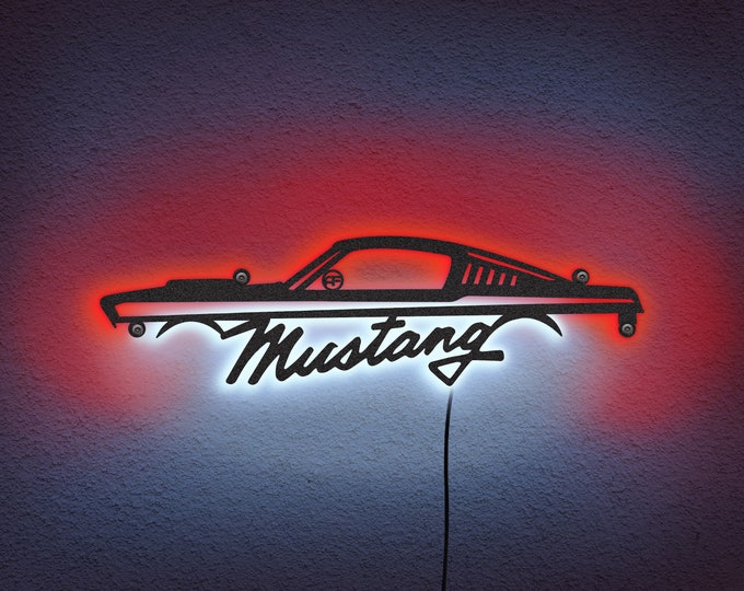 Mustang First Generation Classic LED Neon Metal Wall Art Decor for Home ...