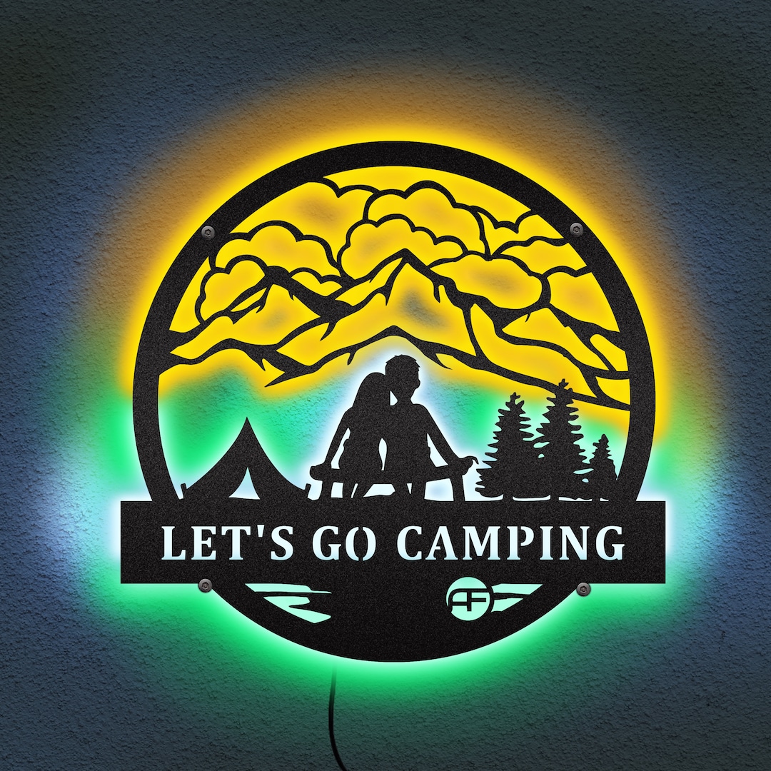 Custom Camping Couple LED Neon Metal Sign Camper Decor Personalized ...