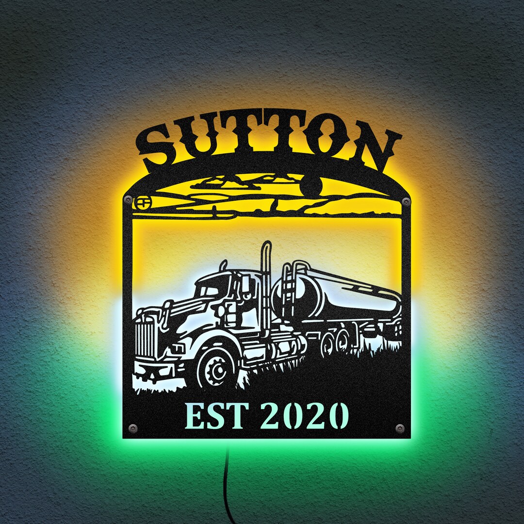 Custom Tanker Truck LED Neon Sign, Tank Truck Established Decor ...