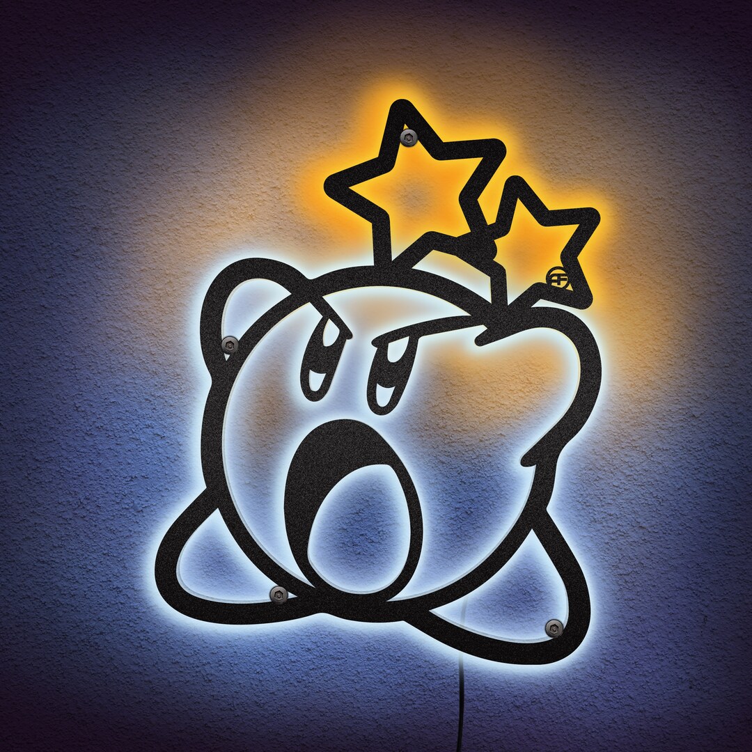 Kawaii Kirby LED Neon Metal Wall Art Cute Room Decor Perfect for Any ...