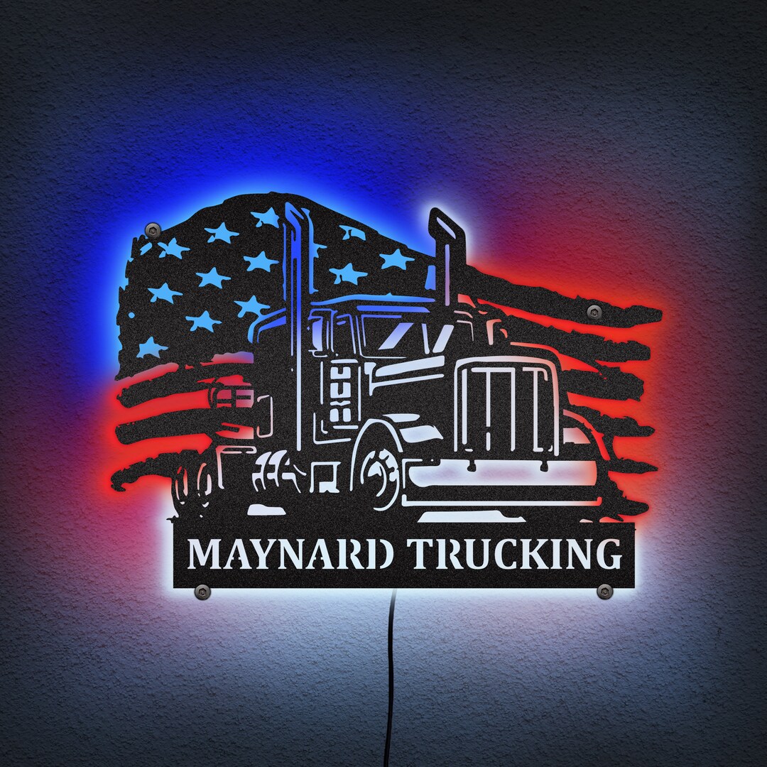 Custom Semi Truck Driver LED Neon Sign, Patriotic Decor for Outdoor ...