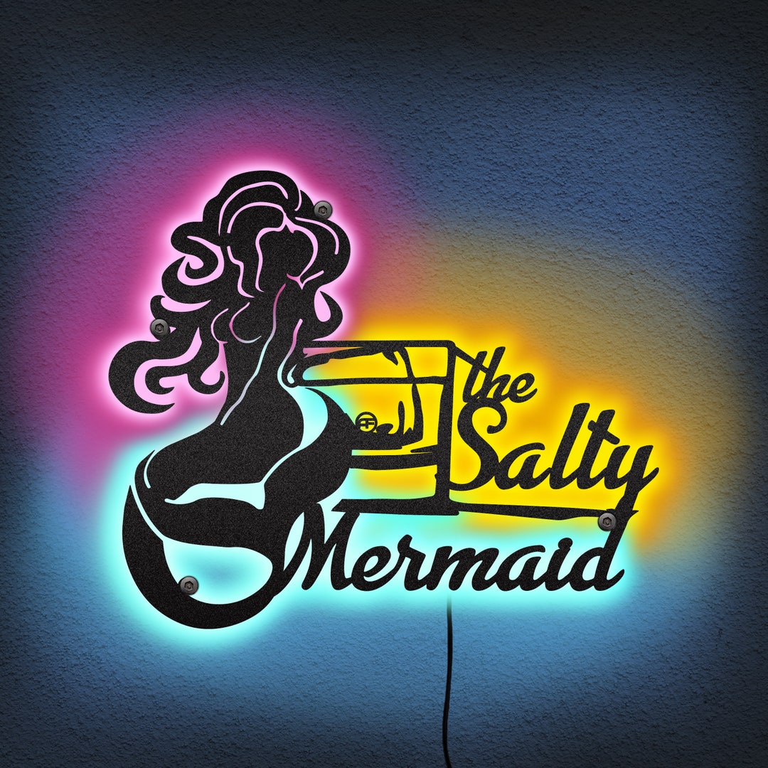 Custom Mermaid Neon Metal Wall Art, Bar LED Light Personalized Mermaid ...