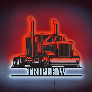 Custom Semi Truck Driver Neon Led Lights Metal Wall Art, Personalized ...