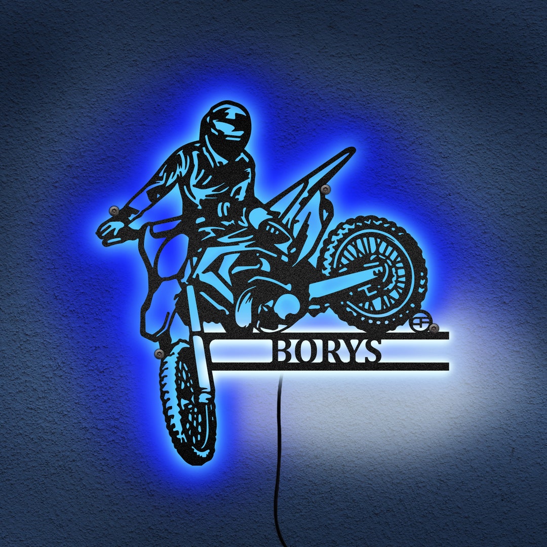 Custom Dirt Bike Rider Afcultures LED Neon Lights Metal Wall Art ...
