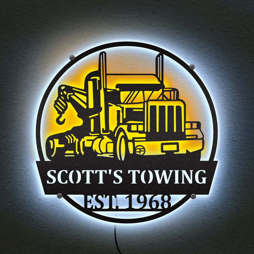 Custom Towing Truck LED Neon Sign, Tow Truck Service Emergency ...