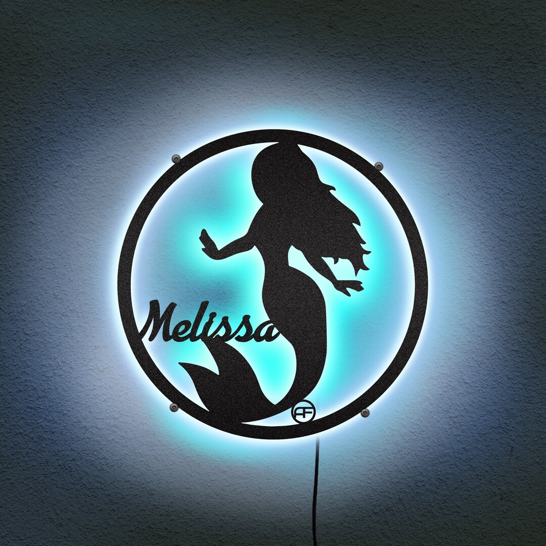 Personalized Mermaid Metal Neon Sign, Beach House Decor, Coastal Themed ...