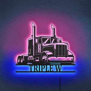 Custom Semi Truck Driver Neon Led Lights Metal Wall Art, Personalized ...