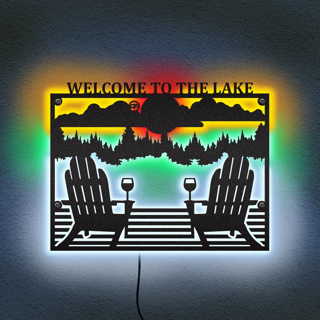 Welcome to the Lake LED Neon Metal Sign Camper Decor Personalized ...
