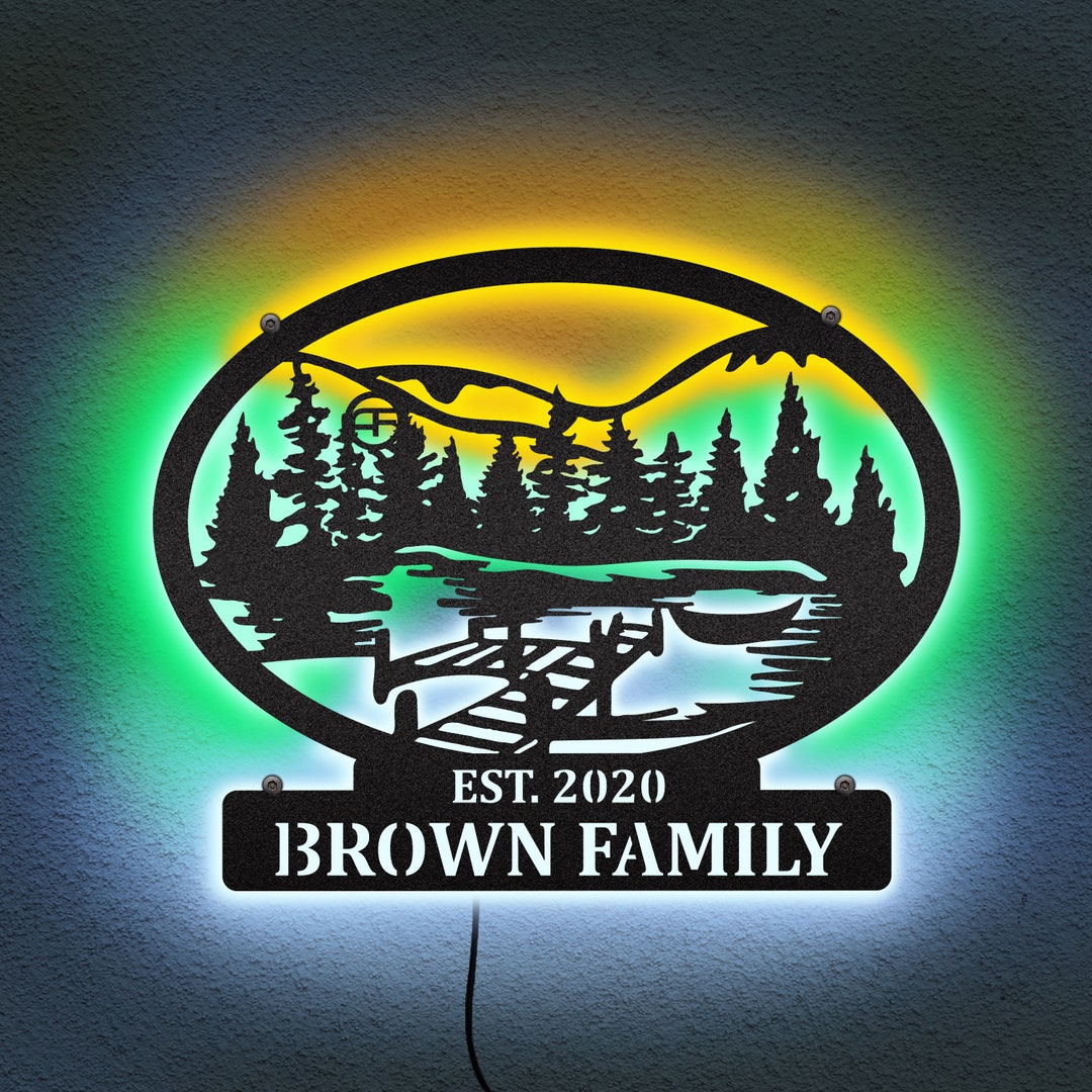 Lake House With Dock Scene LED Neon Metal Sign Camper Decor ...