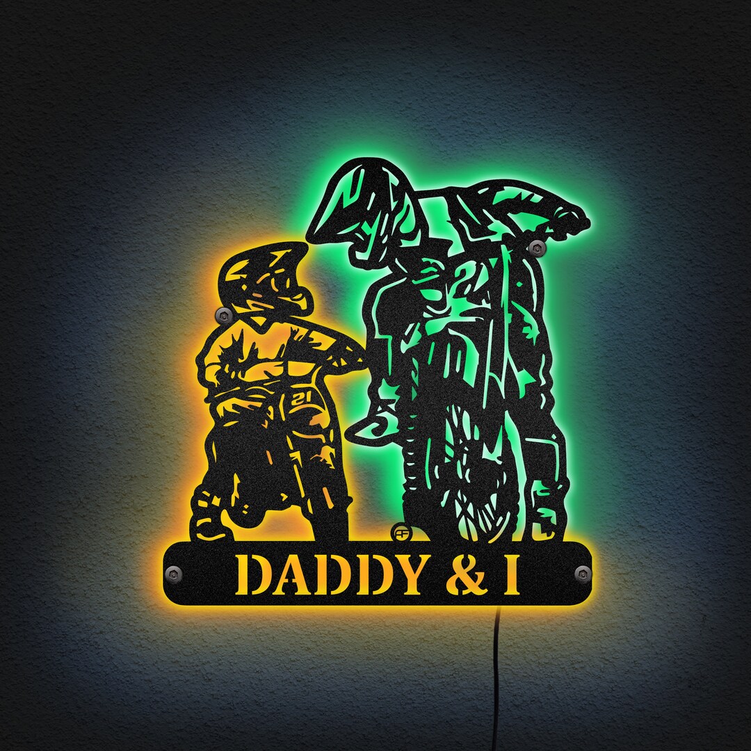 Custom Motorcycle Dad and Son Custom Neon Sign Metal Wall Art Perfect ...
