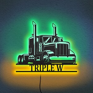 Custom Semi Truck Driver Neon Led Lights Metal Wall Art, Personalized ...