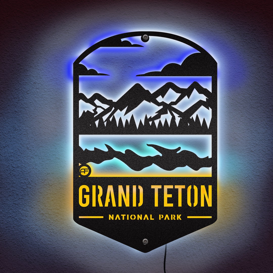 Grand Teton National Park Metal Neon Sign, National Park Welcome Sign ...