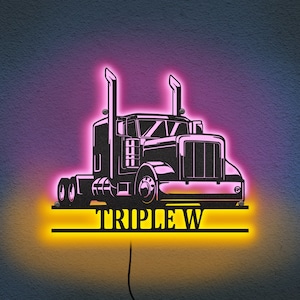 Custom Semi Truck Driver Neon Led Lights Metal Wall Art, Personalized ...