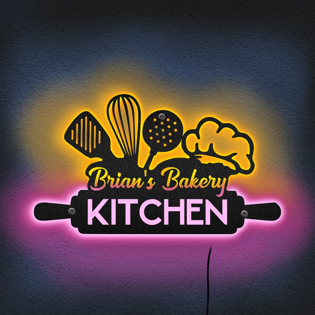 Mama Bakery Kitchen Led Neon Metal Wall Art, Personalized Kitchen Signs ...
