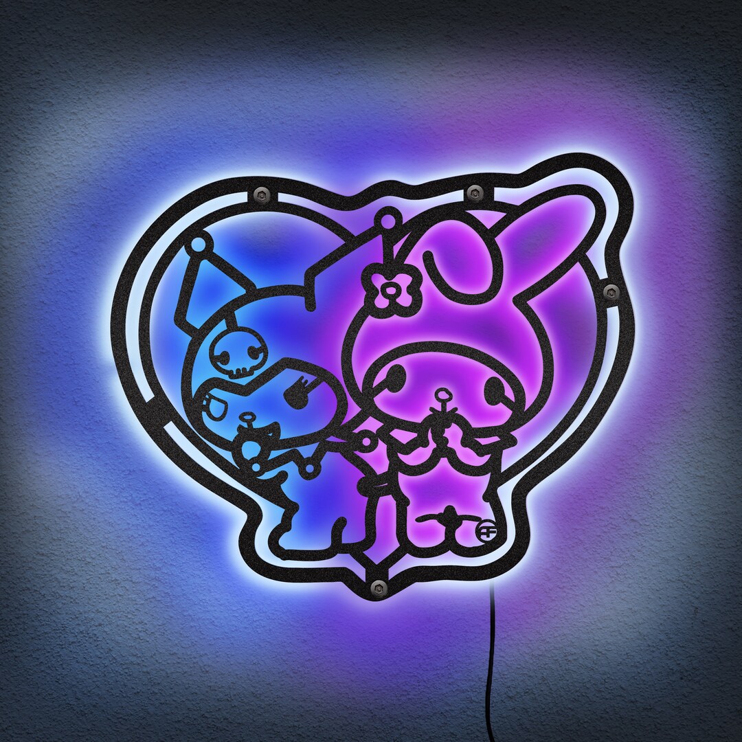 Kuromi and My Melody LED Neon Metal Wall Art Linda decoración - Etsy México