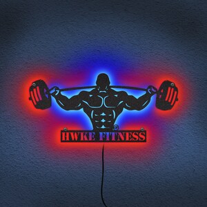 Custom Powerlifting GYM Neon Sign, Barbell Wall Decor, Barbell Metal ...