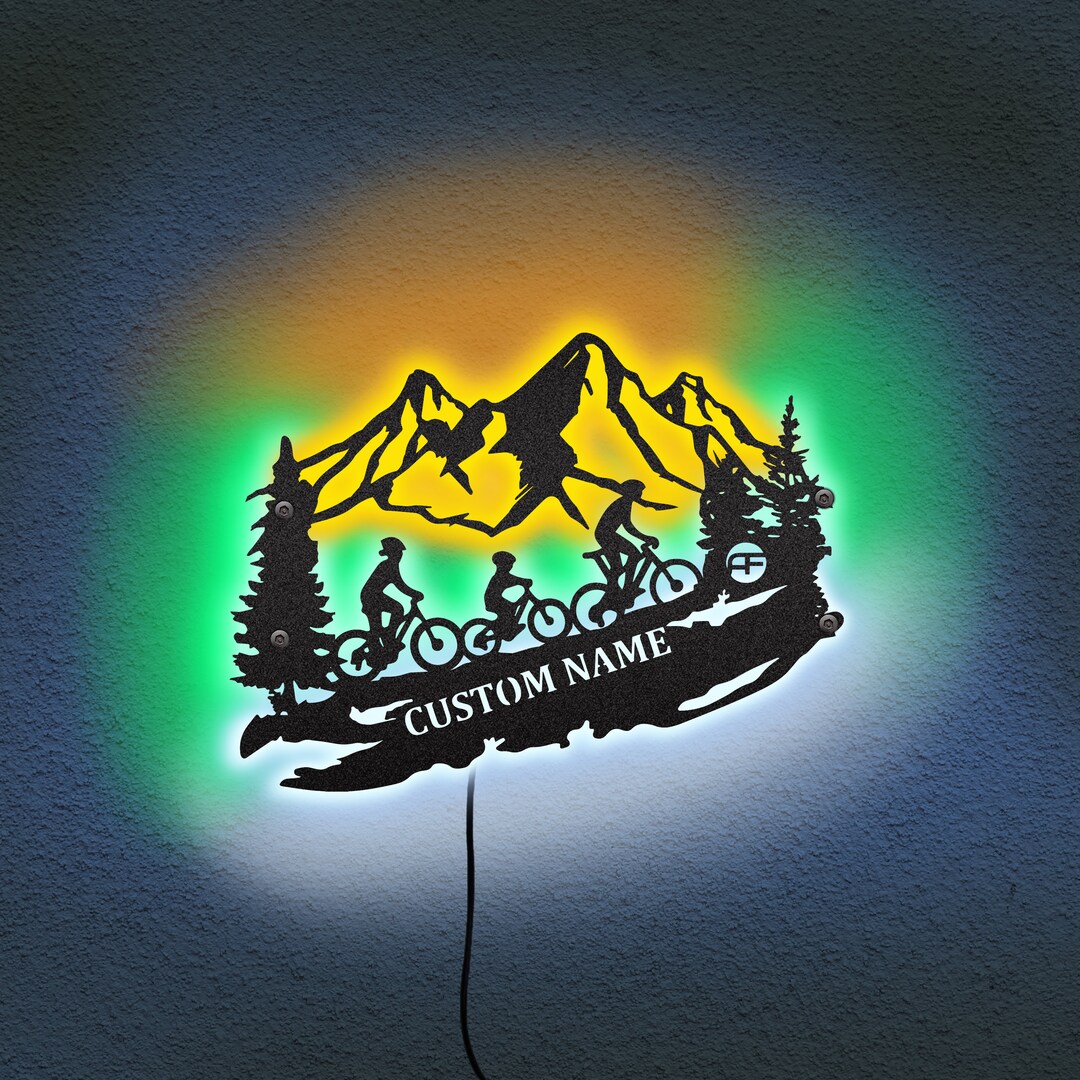 MTB Family Dad Mom and Son LED Neon Metal Wall Art MTB Sign - Etsy