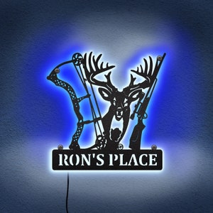 Personalized Deer Bow Hunting Neon LED Metal Wall Art, Hunter Gift ...