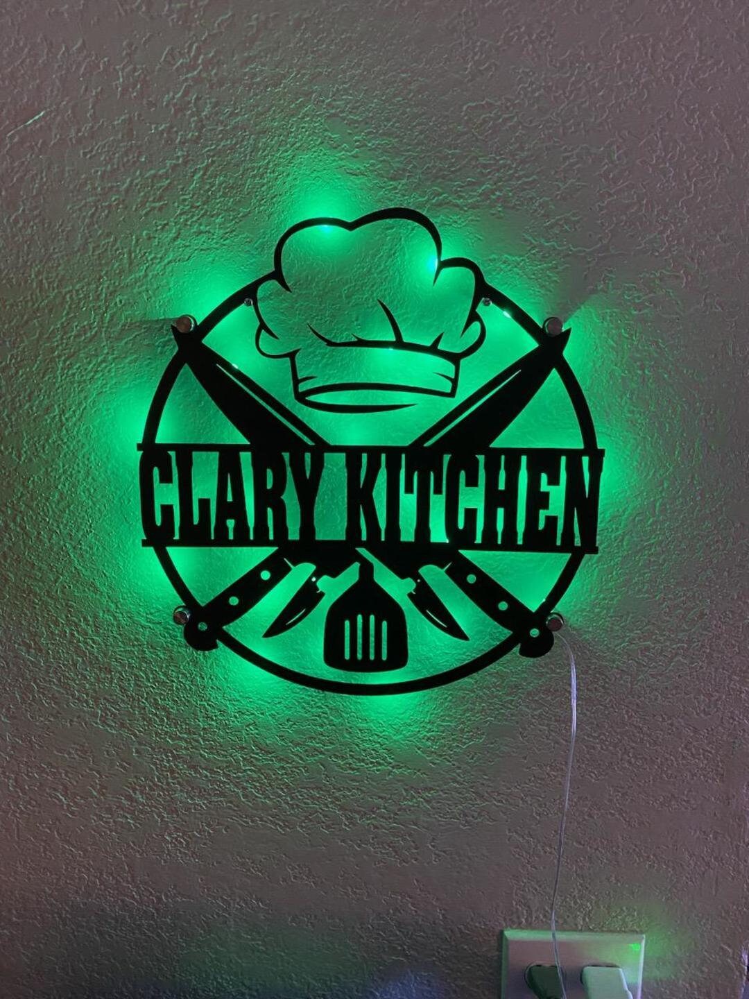 Custom Chef Logo Afcultures RGB Led Lights Metal Wall Art Personalized ...
