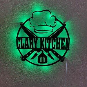 Custom Chef Logo Afcultures RGB Led Lights Metal Wall Art Personalized ...