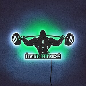 Custom Powerlifting GYM Neon Sign, Barbell Wall Decor, Barbell Metal ...
