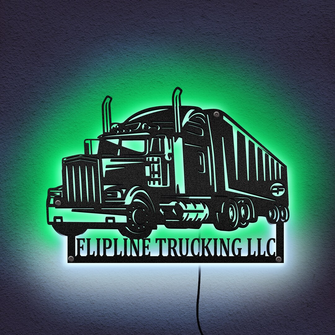 Custom 18-wheeler Semi Truck Big Rig Line Art LED Neon Sign ...