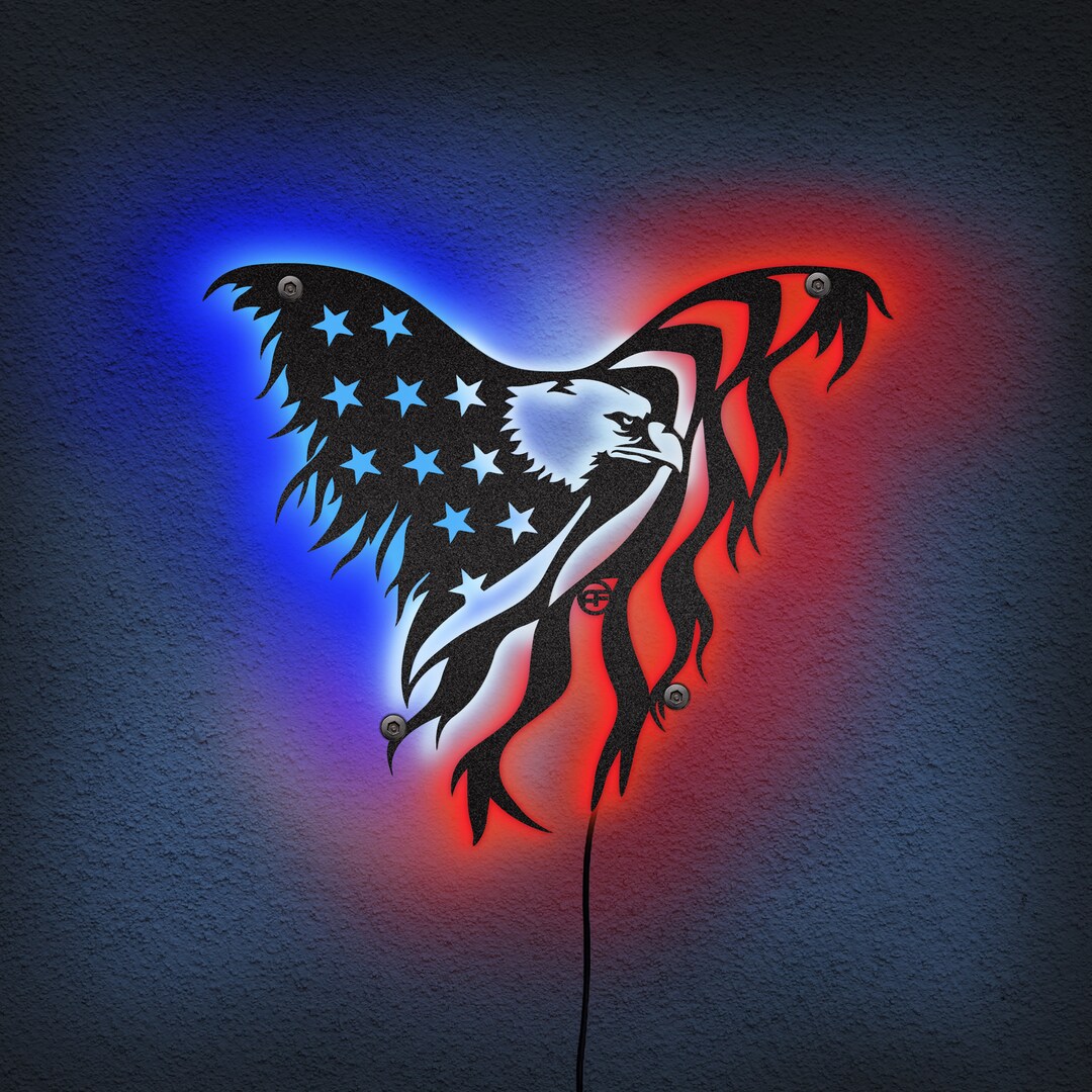 American Eagle LED Neon Metal Art, American Flag Wall Decor, US Metal ...