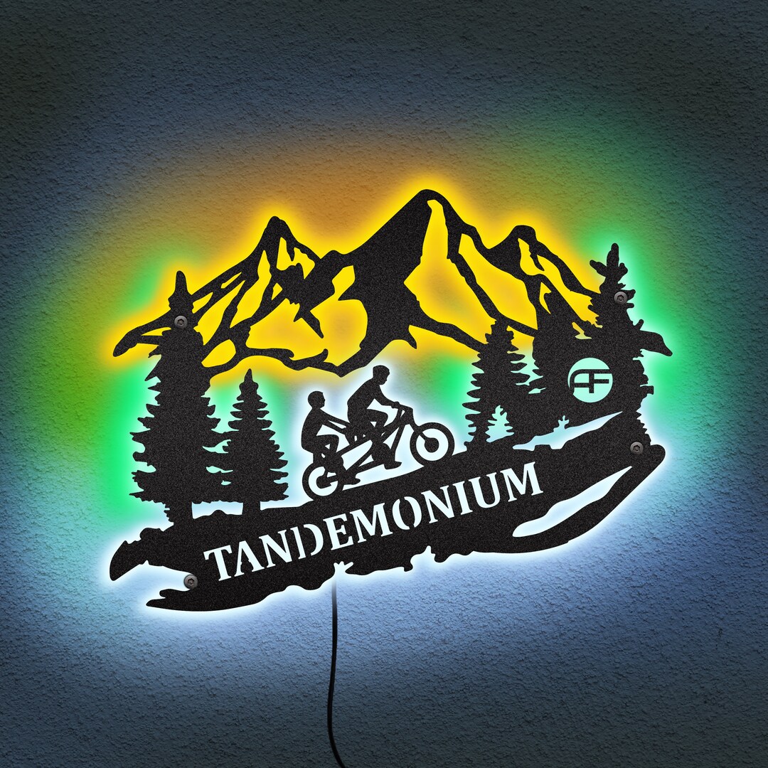Mountain Bike Dad and Son LED Neon Metal Wall Art, MTB Sign Home Decor ...