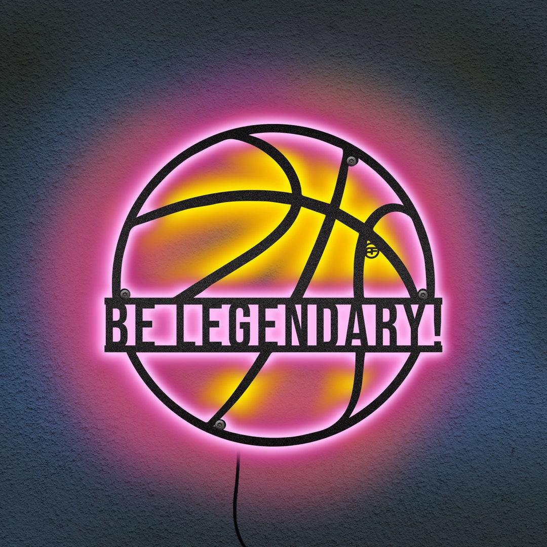 Basketball Custom Name Custom Neon Sign, Boy's Room Decor, Basketball ...
