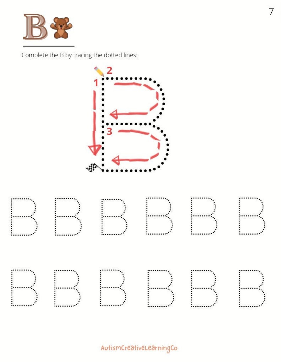 Letter B Printable Handwriting Pages--my First Writing Strokes ...