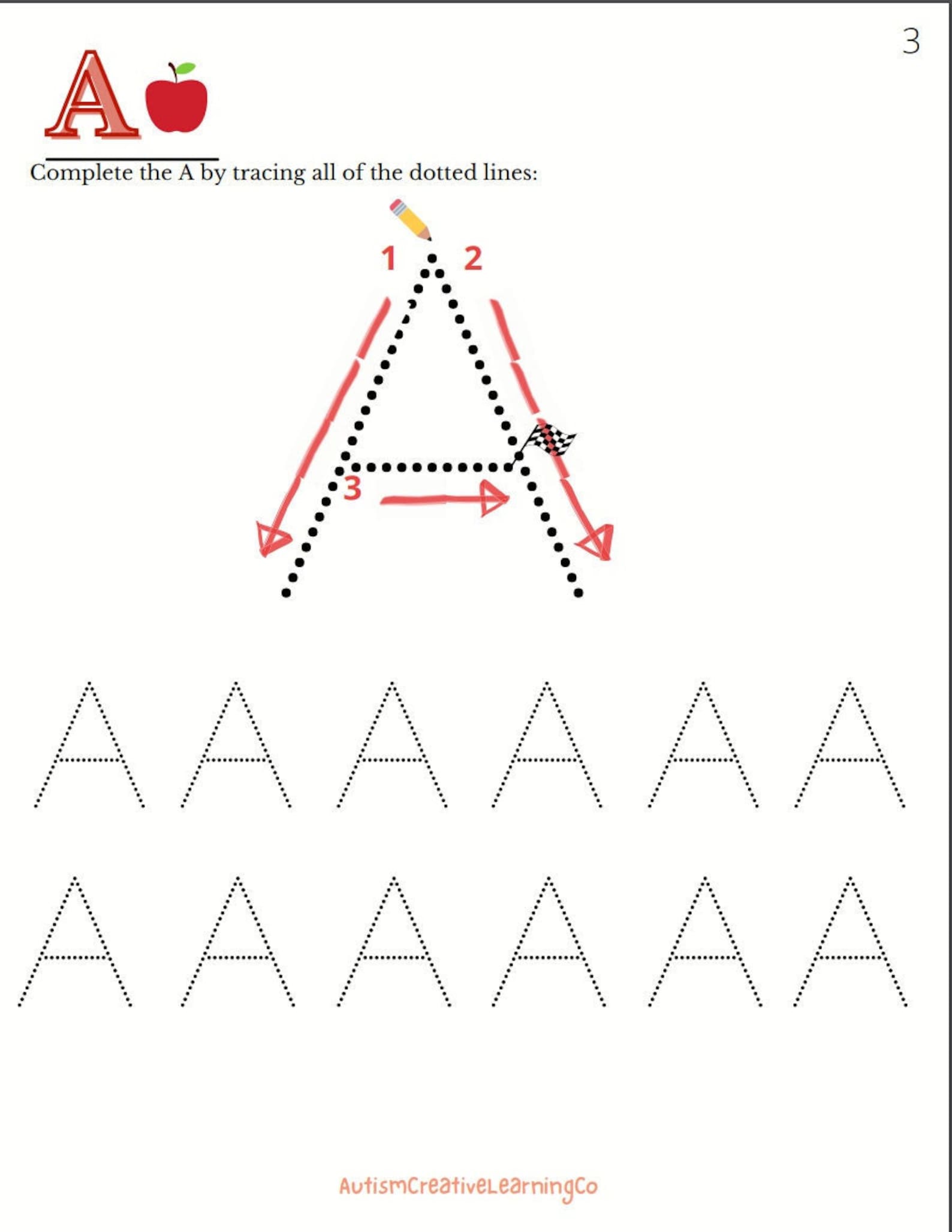 Letter A Printable Handwriting Pages--my First Writing Strokes ...