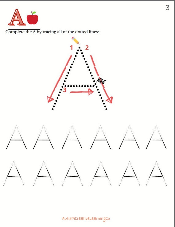 Letter A Printable Handwriting Pagesmy First Writing | Etsy