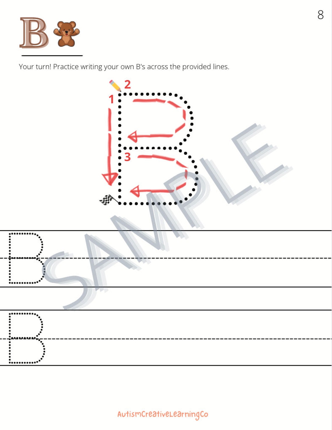 Letter B Printable Handwriting Pages--my First Writing Strokes ...