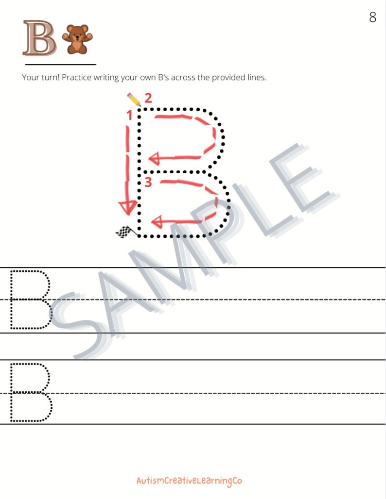 Letter B Printable Handwriting Pages--my First Writing Strokes ...