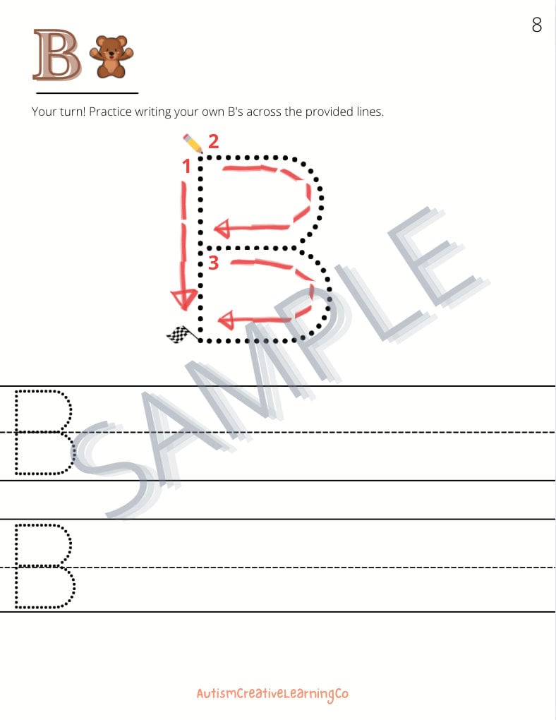 Letter B Printable Handwriting Pages--my First Writing Strokes ...