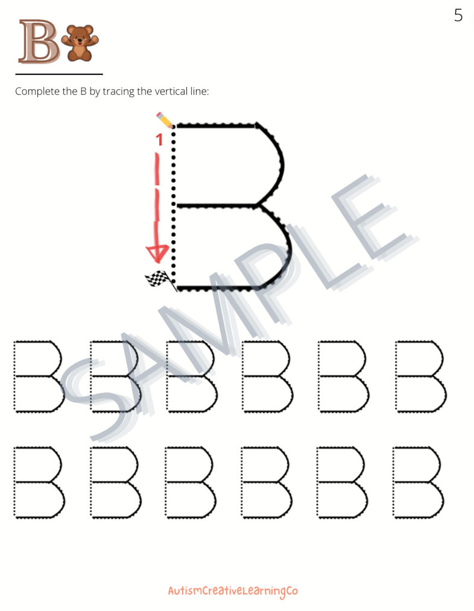 Letter B Printable Handwriting Pages--my First Writing Strokes ...
