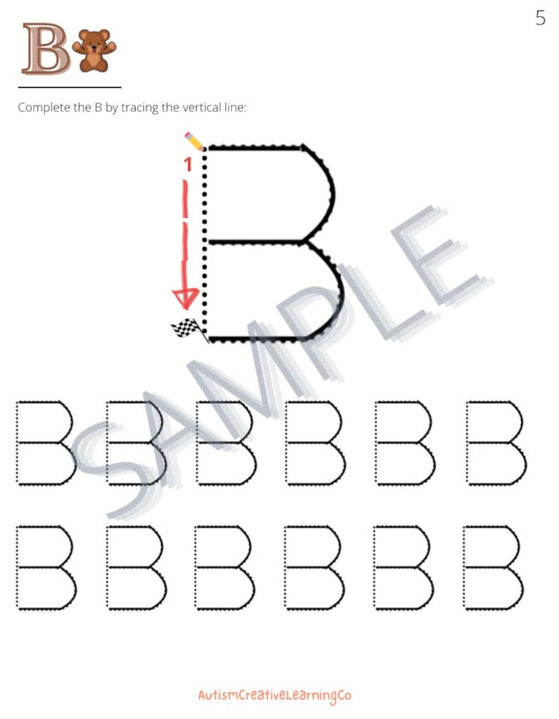 Letter B Printable Handwriting Pages--my First Writing Strokes ...
