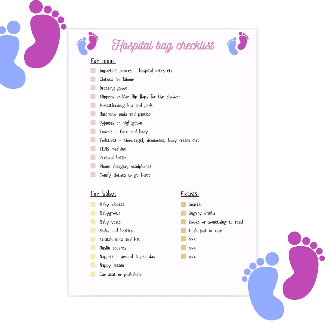 Hospital Bag Packing List Template Editable in Canva - Etsy