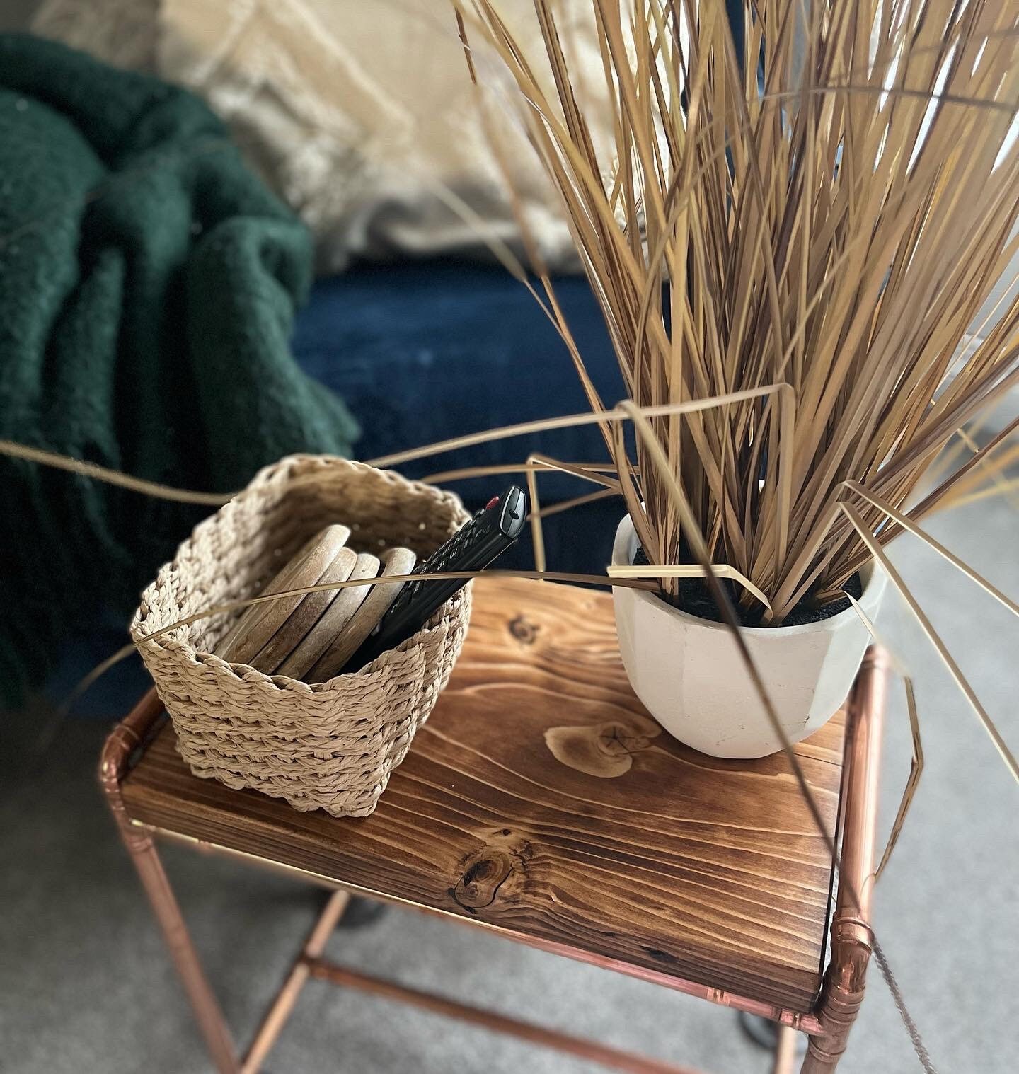 Copper and Wood Sofa Side Table - Etsy