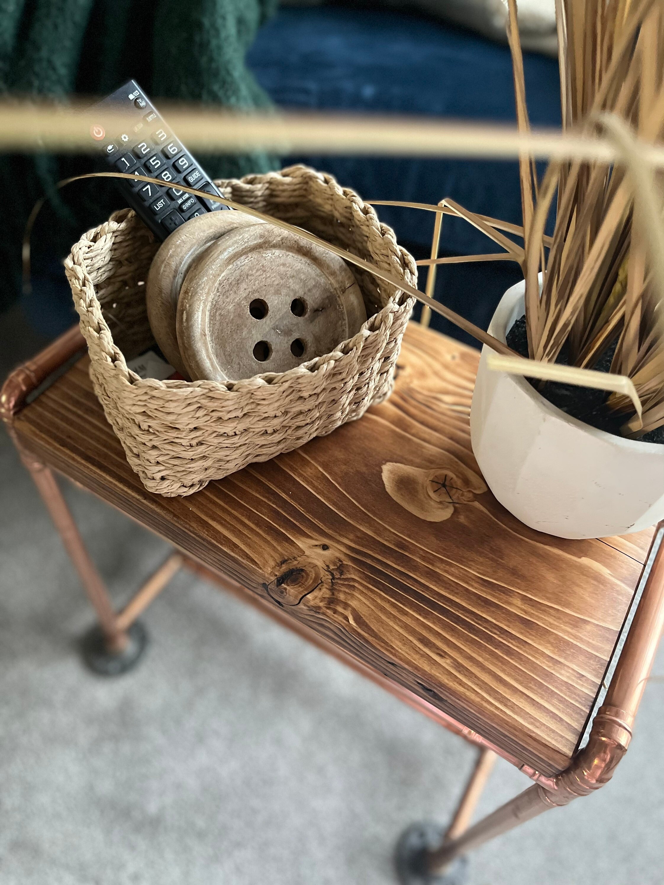 Copper and Wood Sofa Side Table - Etsy