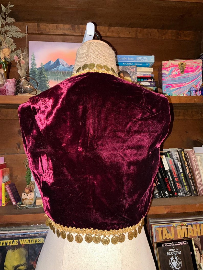 1960's Deep Wine Velvet Vest With Gold Coin Trim - Etsy