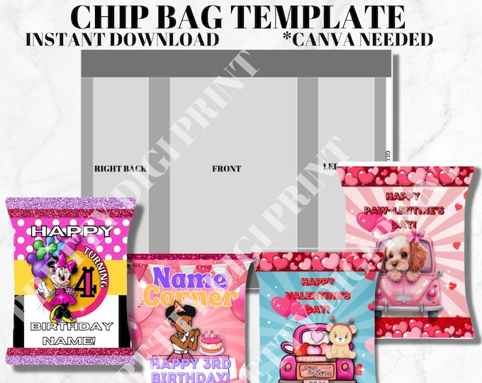 Editable 11x8.5 Blank Chip Bag Template - DIY Chip Bag Design ...