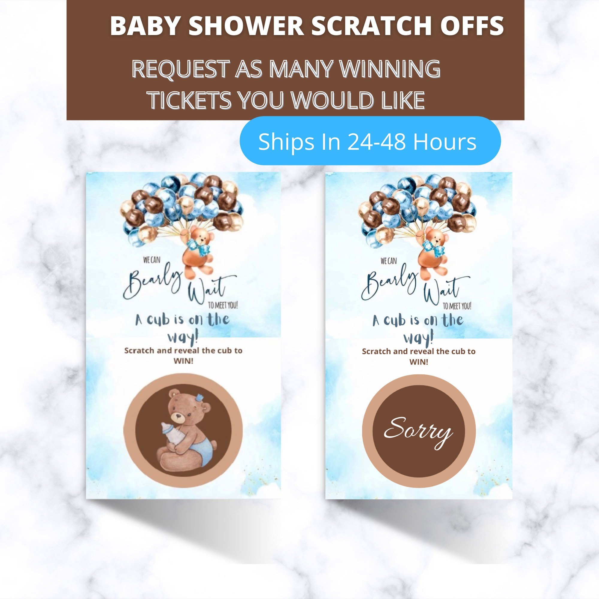 Teddy Bear Baby Shower Scratch off Card, Baby Shower Games, We Can ...